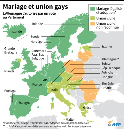 L'Allemagne légalise le mariage gay contre l'avis de Merkel